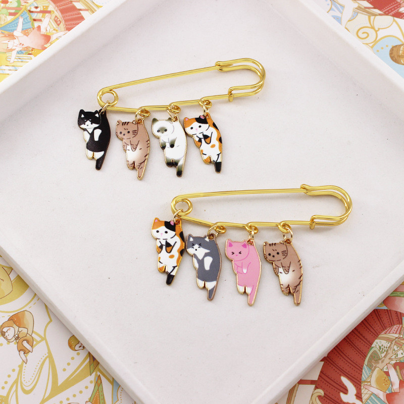 Creative Alloy Cute Kitten Brooch Decoration Buckle Pin, Pin-Fastening ...