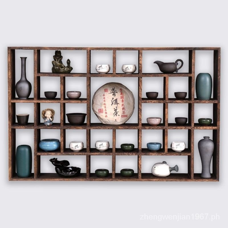 Antique Shelf Chinese-Style Multi-Layer Wall-Mounted Square Storage ...