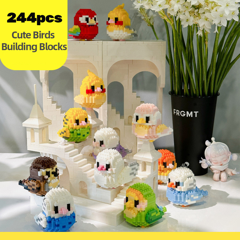 244pcs DIY 3D Cute Birds Building Blocks Mini Bricks Arrangement Block ...