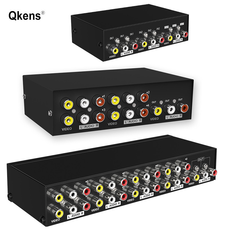 4 in 1 Out 4x1 AV Switch 4 Port AV Cable Audio Video Switcher 2x1 ...