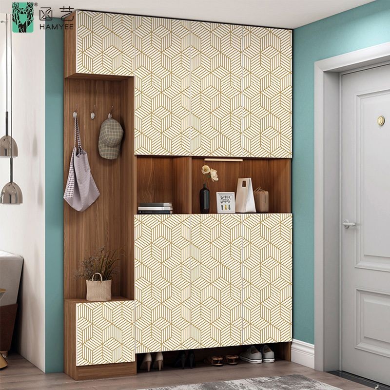 Nordic Style Cabinet Stickers/Ins Pattern Decorative Wardrobe Wallpaper ...