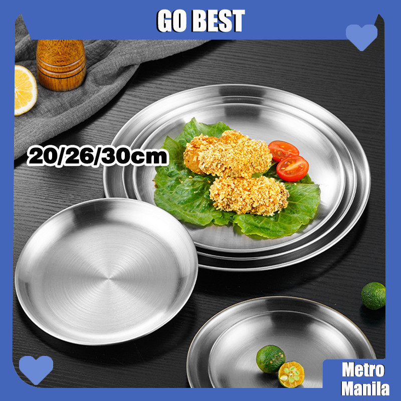 20cm/26cm/30cm Pizza Plate Stainless Vintage Plate Dinner Dish Metal ...