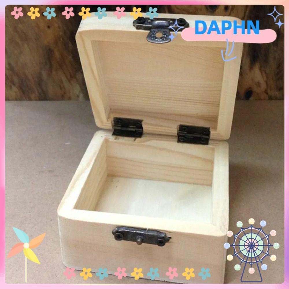 DAPHS Wooden Storage Box, Wooden Plain Pine Jewelry Box, Natural ...