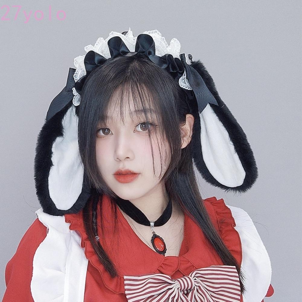 YOLO Plush Bunny Hair Hoop, Bowknot Ribbon Lolita Rabbit Ears Headband ...