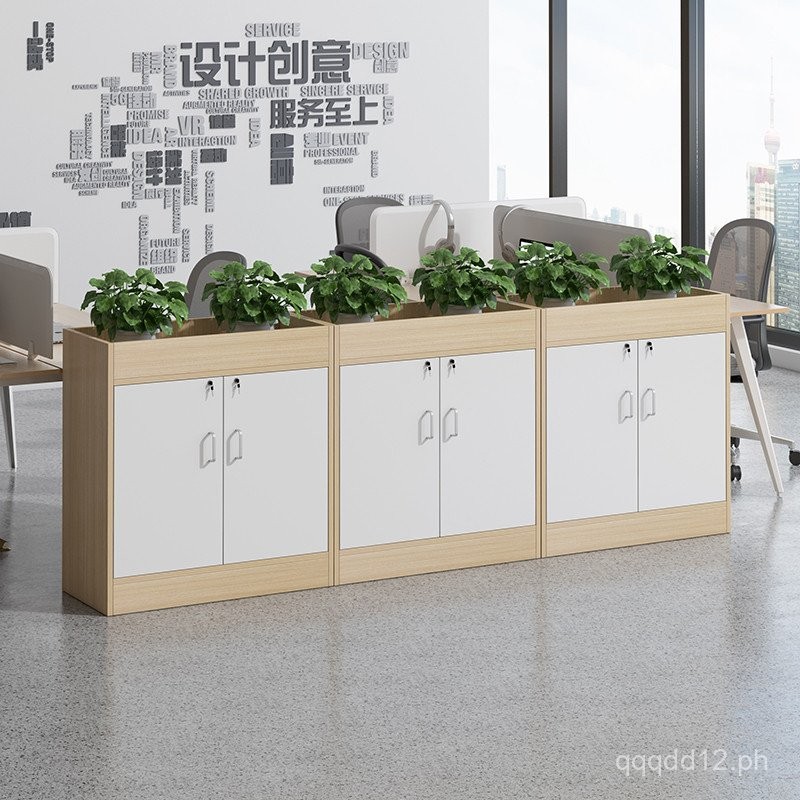 Office Wooden Lockable File Cabinet Wall-mounted Partition Cabinet ...
