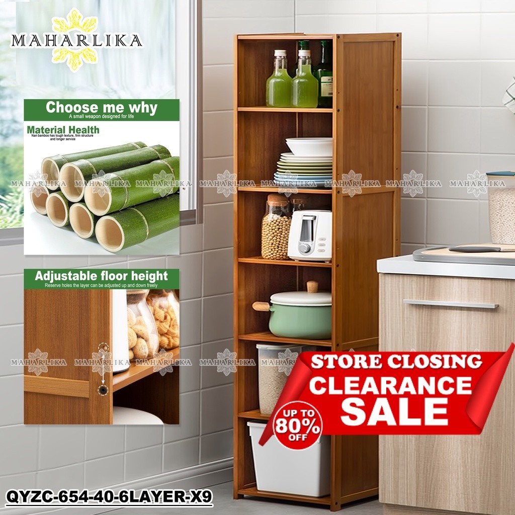 Maharlika QYZC-654-40-6Layer-X9 Bamboo Kitchen Shelf floor-standing ...