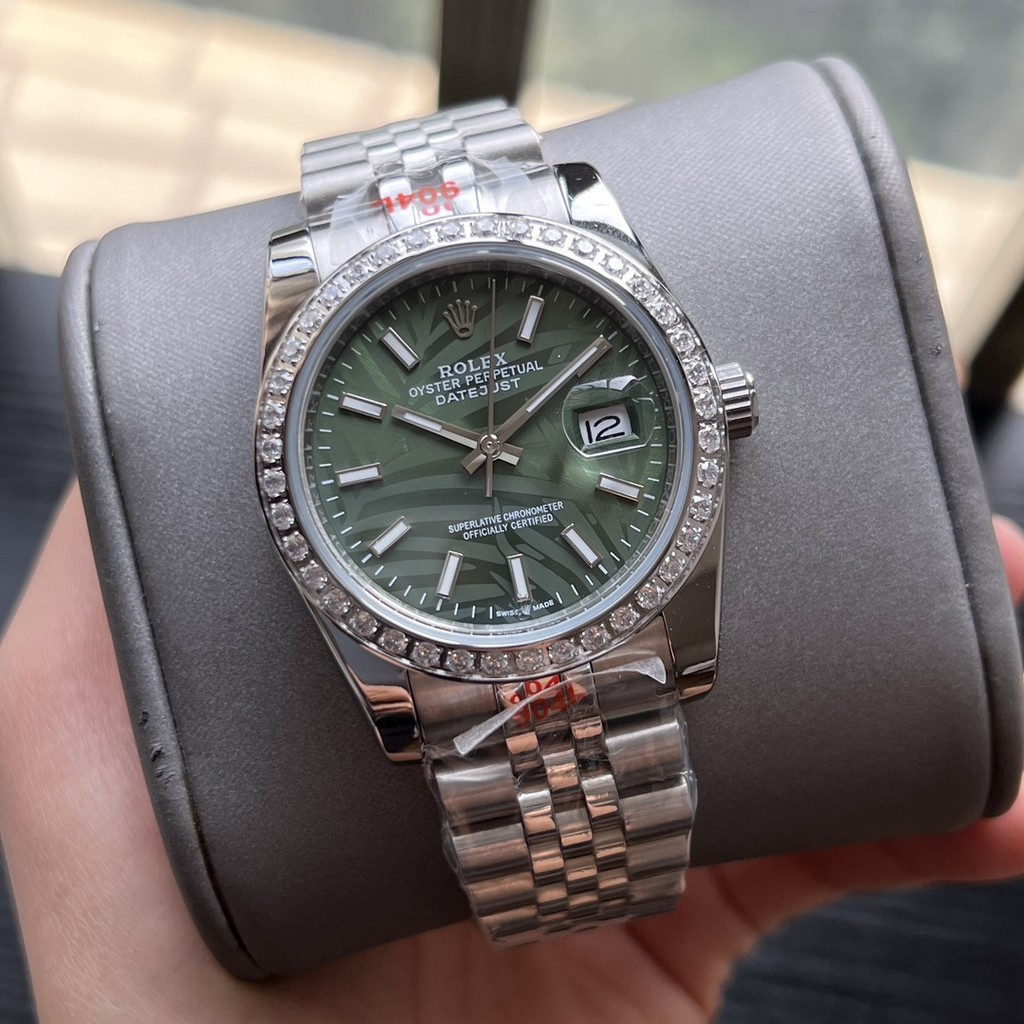 Rolex Datejust 31/36MM RZ141 Diamond Outer Ring Green Dial Women's ...
