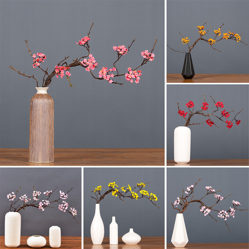 Artificial Flowers Cherry Blossoms Tree Branch Silk Flowers Sakura Fake ...