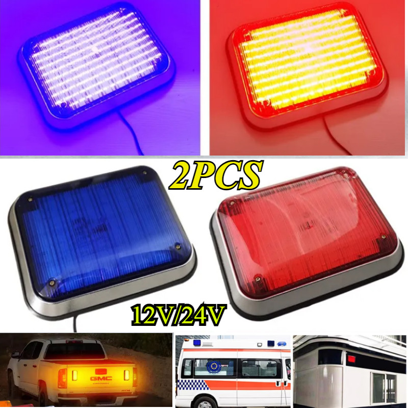 2Pcs 2x 12v 24v DIY Led Red Blue Strobe Lights Blue Ambulance Flash Car ...