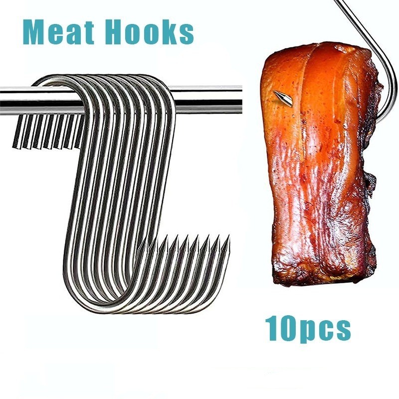 10pcs Stainless Steel Meat Hooks 18cm S Butcher Hook Smoker Meat Hooks ...