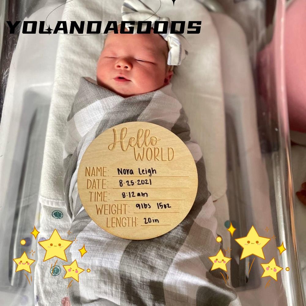 YOLA Baby Announcement Sign, Hello World Wooden Newborn Welcome Sign ...