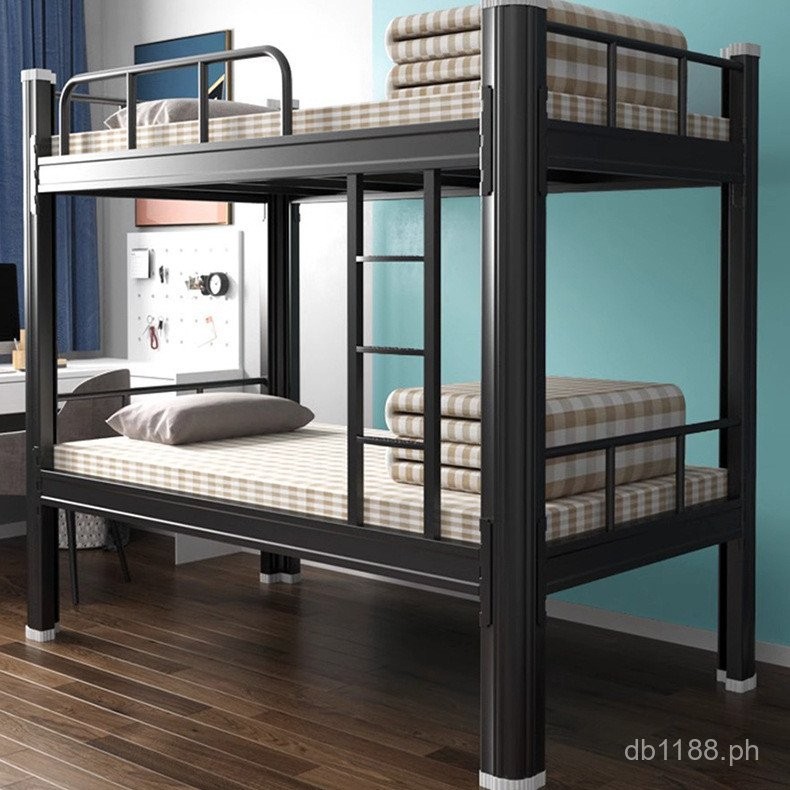 Bunk Bed with Iron Frame for Dormitory, High and Low Bunk Bed with Desk ...