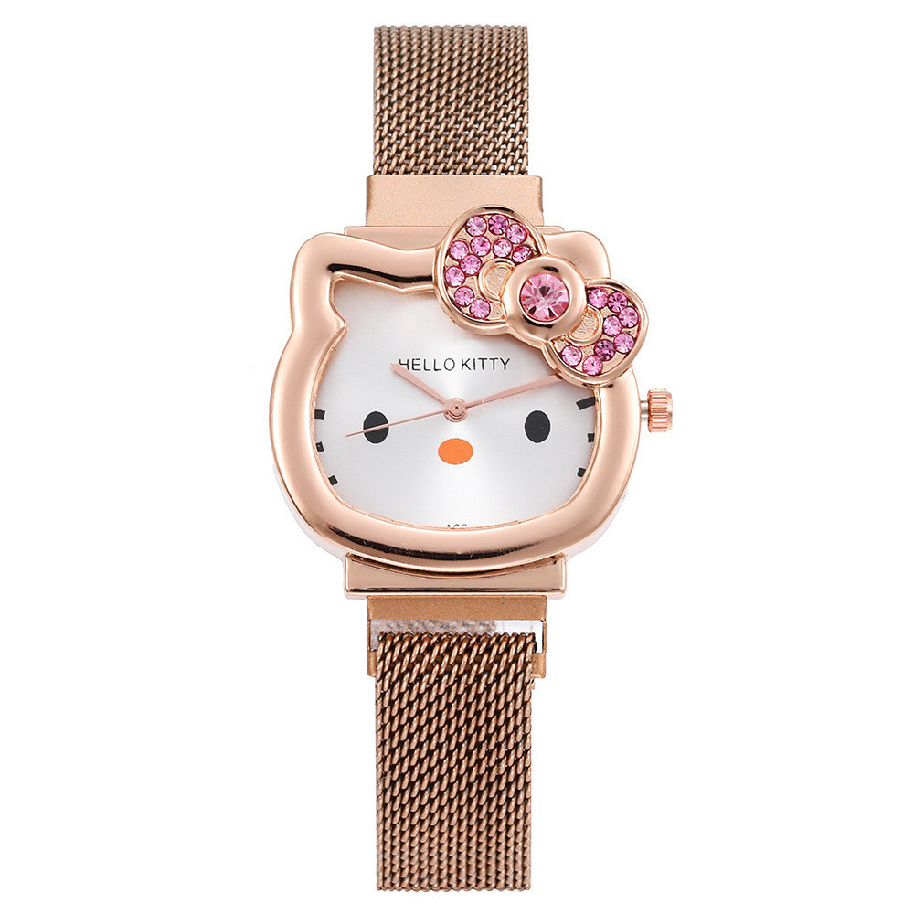 Children's Mesh Strap Watch Student Cartoon Cat Quartz Watch Girls ...