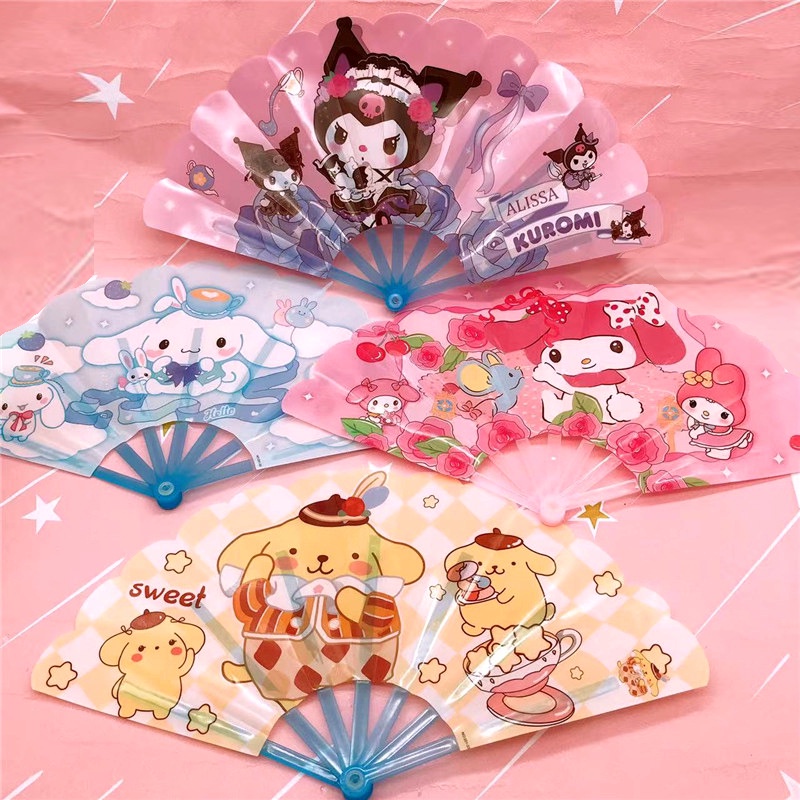 Sanrio Kuromi CInnamoroll MyMelody Pompompurin Cartoon Folding Fan for ...