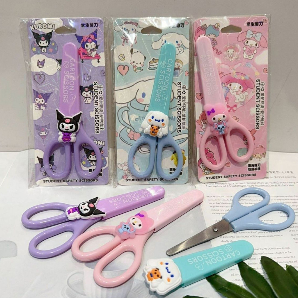 Kawaii Sanrio Safety Scissors with Cover Kuromi Hello Kitty My Melody ...