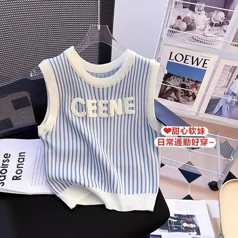 Sweet Hot Girl Digging Shoulder Knitted Vest Sleeveless Girls Top High ...