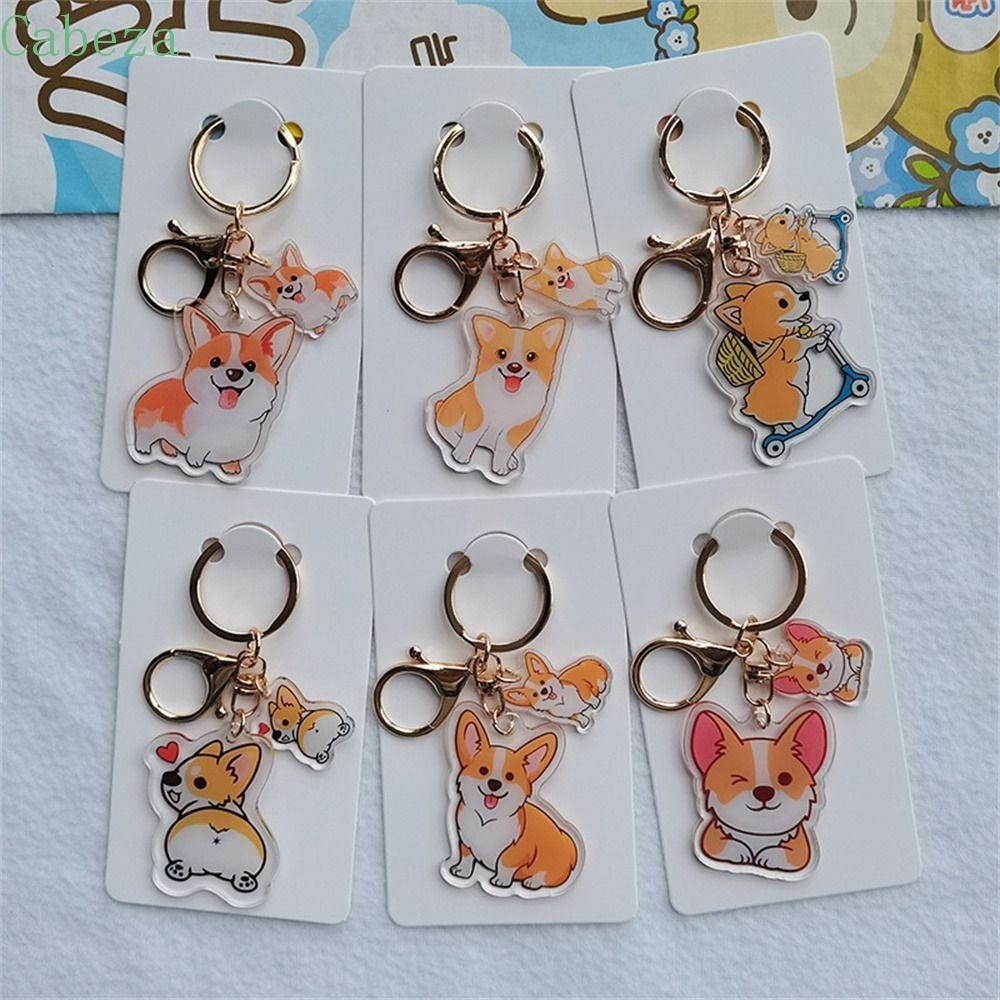 CABEZA Corgi Key Chain, Transparent Double-Sided Dog Key Ring, Backpack ...