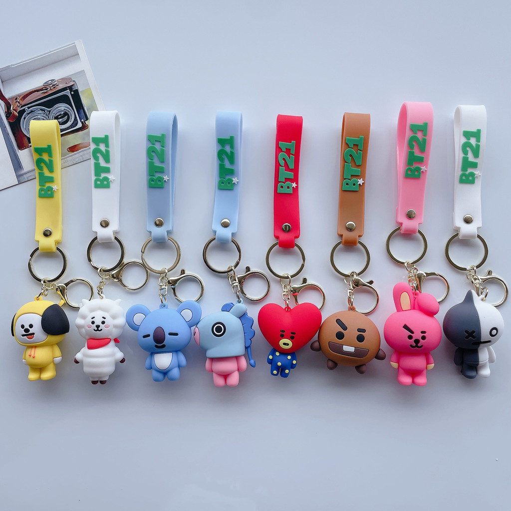 BT21 Baby Keychain Chimmy Cooky Koya Tata Mang Rj Shooky Cute Mini Figure Keychain Key Ring ...