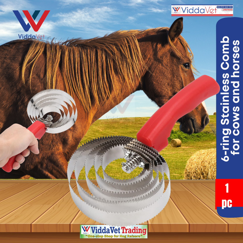 6 Rings Reversible Stainless Steel horse comb cow brush horse curry ...