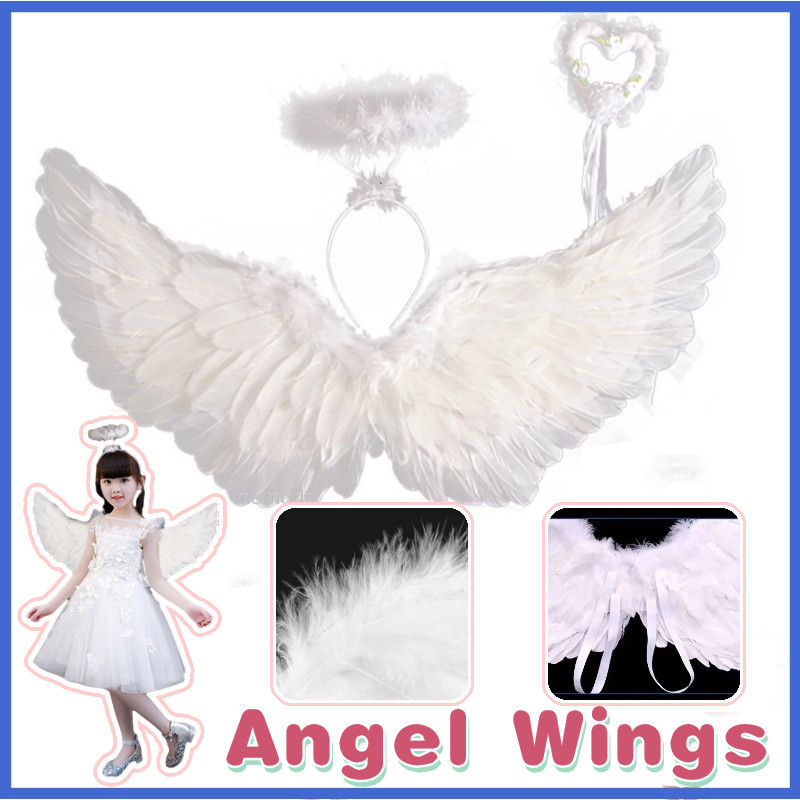 White Angel Feather Wings for Kids Stage Halloween Cosplay Angel ...