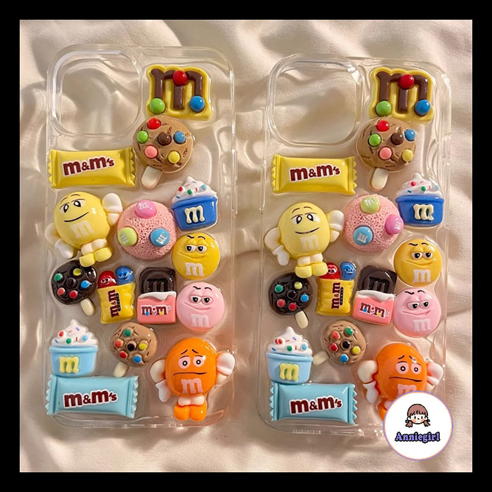 Cute 3D M&M's Glitter Clear Phone Case for Iphone 11 15 14 Pro Max 12 ...