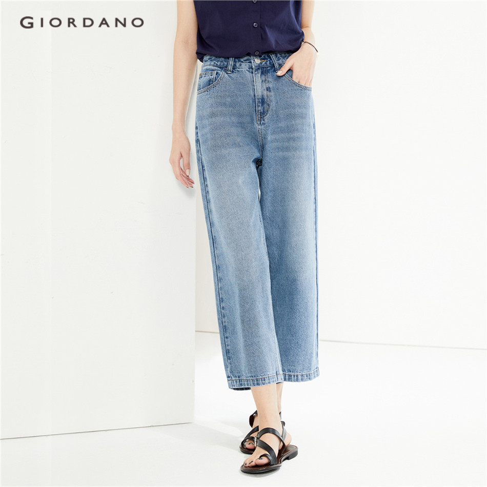 GIORDANO WOMEN Moustache effect mid rise coccoon denim jeans 13424301 ...