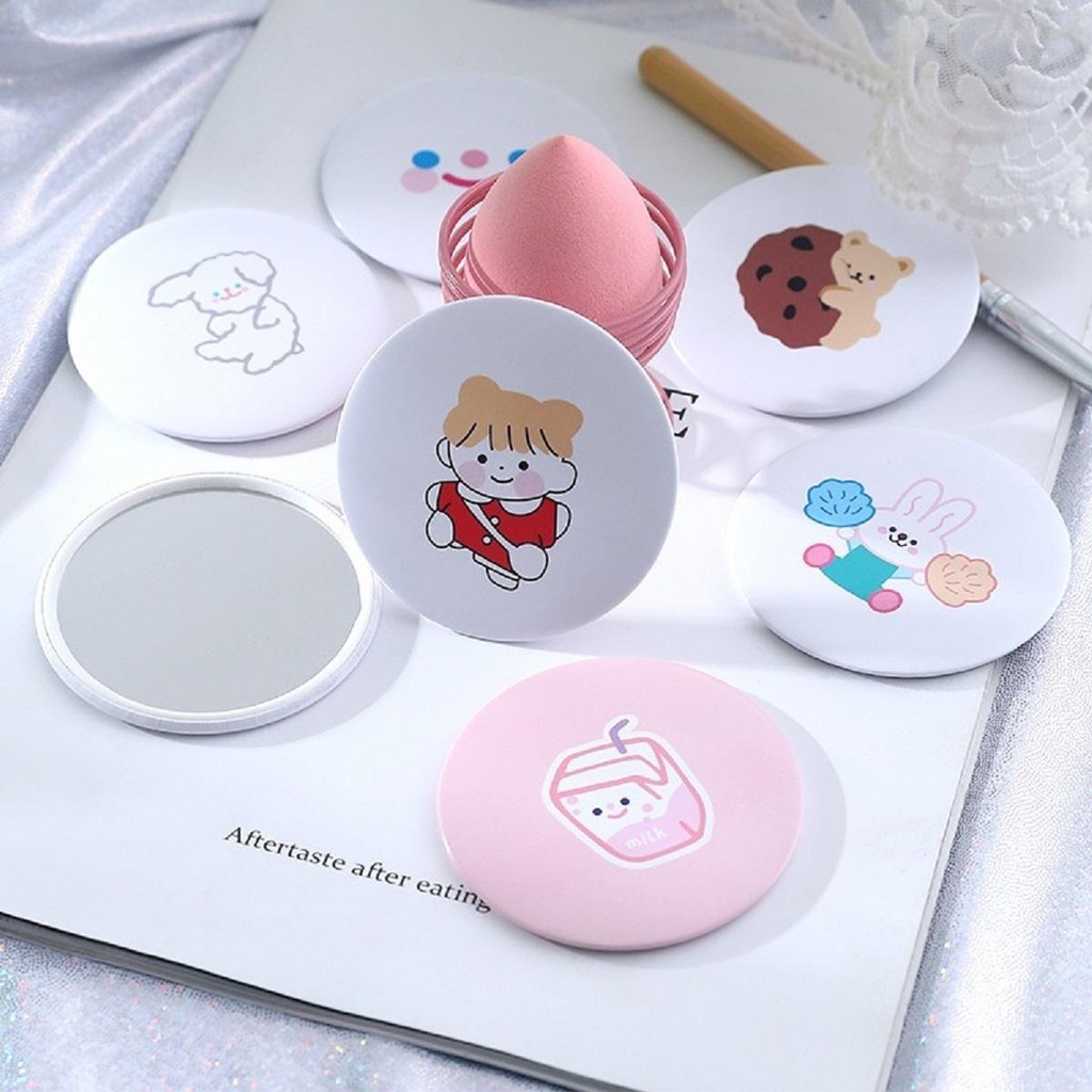 Mini Pocket Mirror Round Mirror Random Design Vanity Mirror Make Up ...