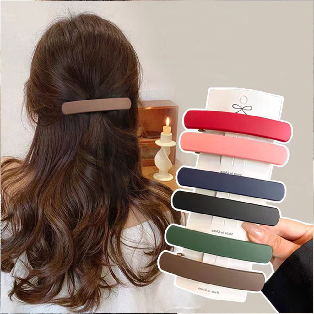 Simple Solid Color Strip Hairpins Fashion Matte Geometric Spring Hair ...