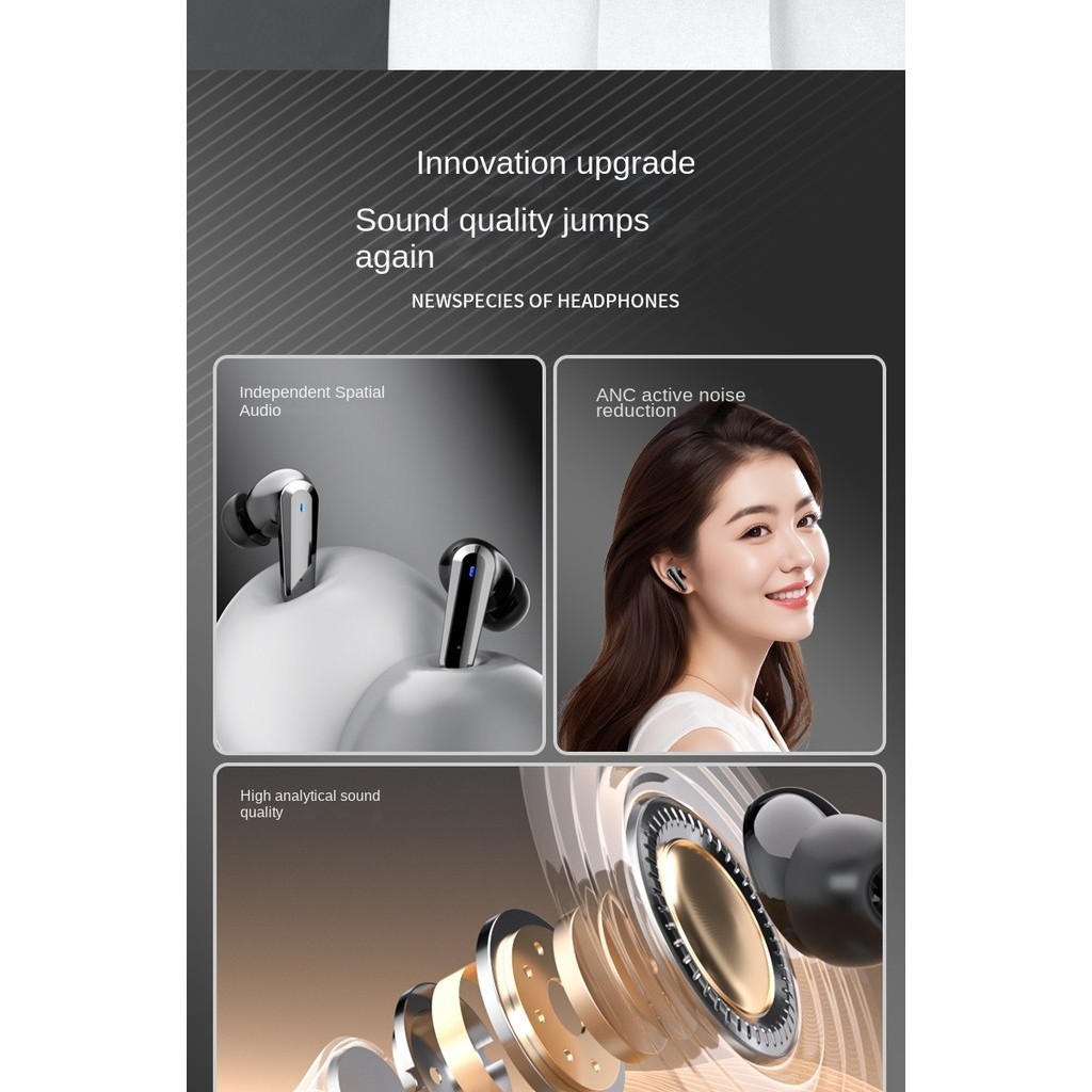 Full color Bluetooth earphones wireless YYK-Q30 touch screen ENC+ANC ...