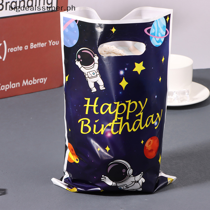 Pro 10Pcs Space Astronaut Gift Bag Spacecraft Birthday Plastic Handbag ...