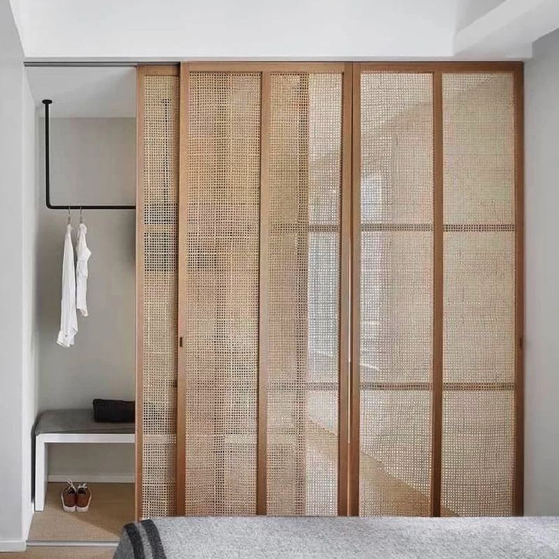 Rattan Woven Folding Door Sliding Door Invisible Partition Door Kitchen ...