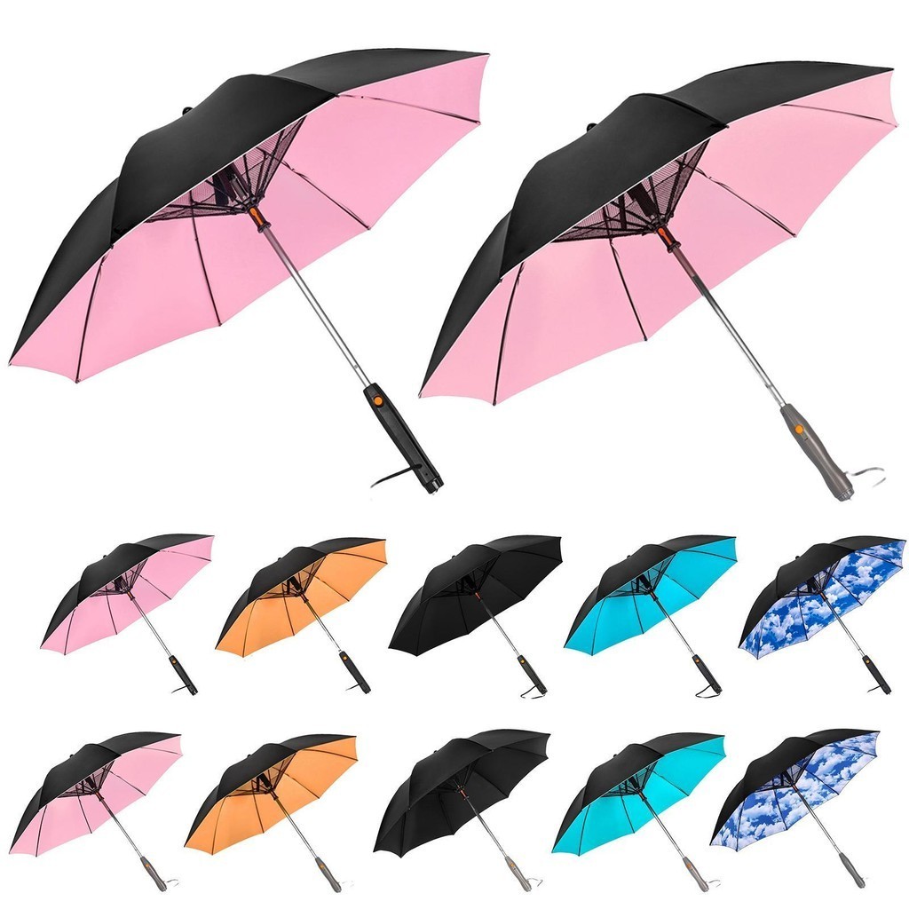 Sun Umbrella With Fan And Mist Spray Portable UV Blocking Sun Shielding ...