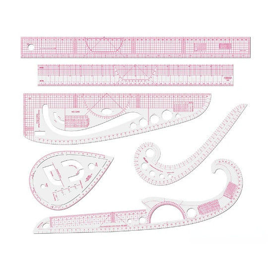 6PCS French Metric Ruler Clothing Fashion Curve Shaped Grading Rulers ...