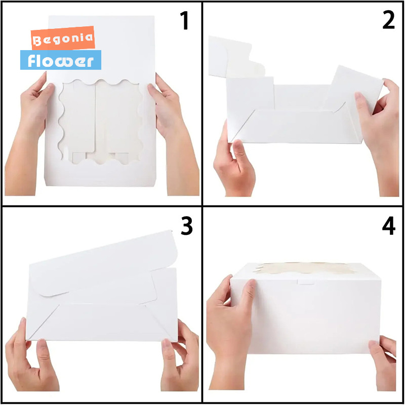 Begonia Flower Cake Box With Window DIY Paper Gift Cake Box Cake ...