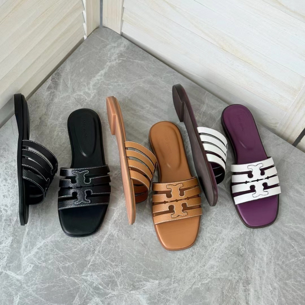 TB Summer Ines Slippers Leather Hollow Slippers Rubber Slippers With ...
