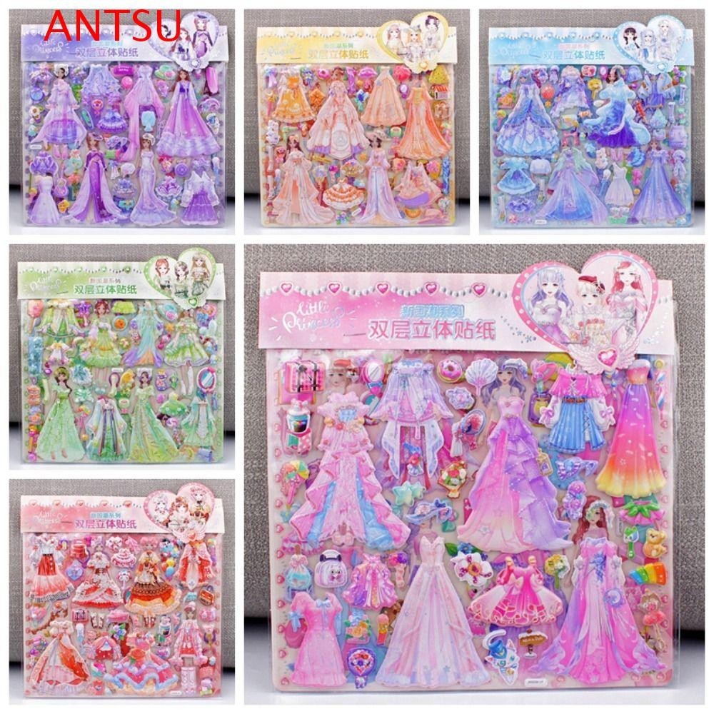 ANTSU Princess Changing Sticker, Double Layer Puffy Lace Skirt Princess ...