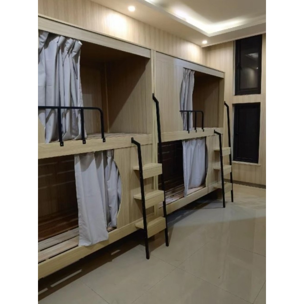 Solid Wood Dormitory Study Room Space Capsule Bunk Bed Youth Hostel ...