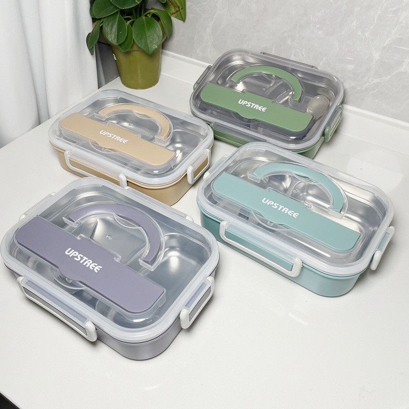 Lunch Box 3 Dividers Lunch Time With Handle Free Spoon Jumbo Lunch Box ...