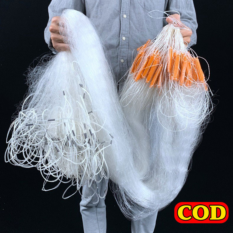【COD】Fishing Net With White Nylon 25-70M Thread Durable Sturdy Fishing ...