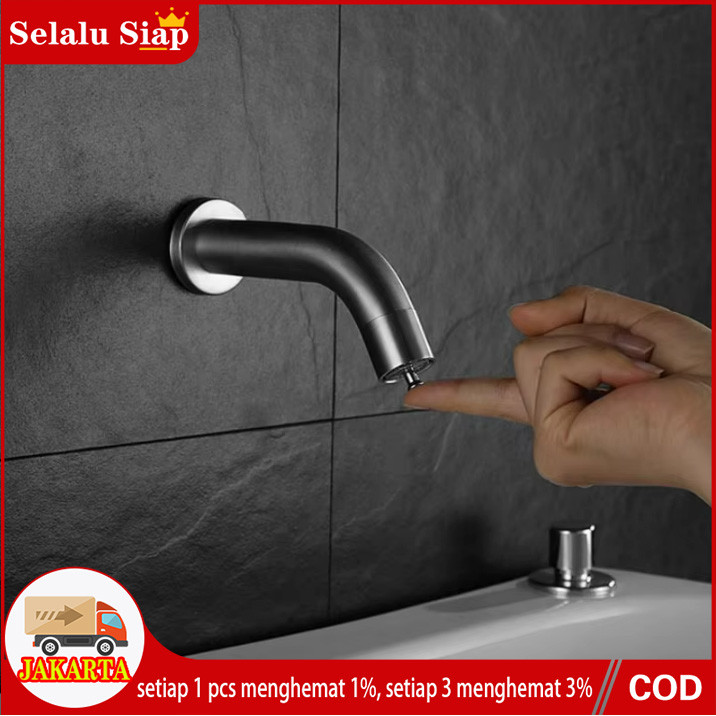 Sus304 Stainless Automatic Touch On Off Sink Wall Faucet | Stainless ...