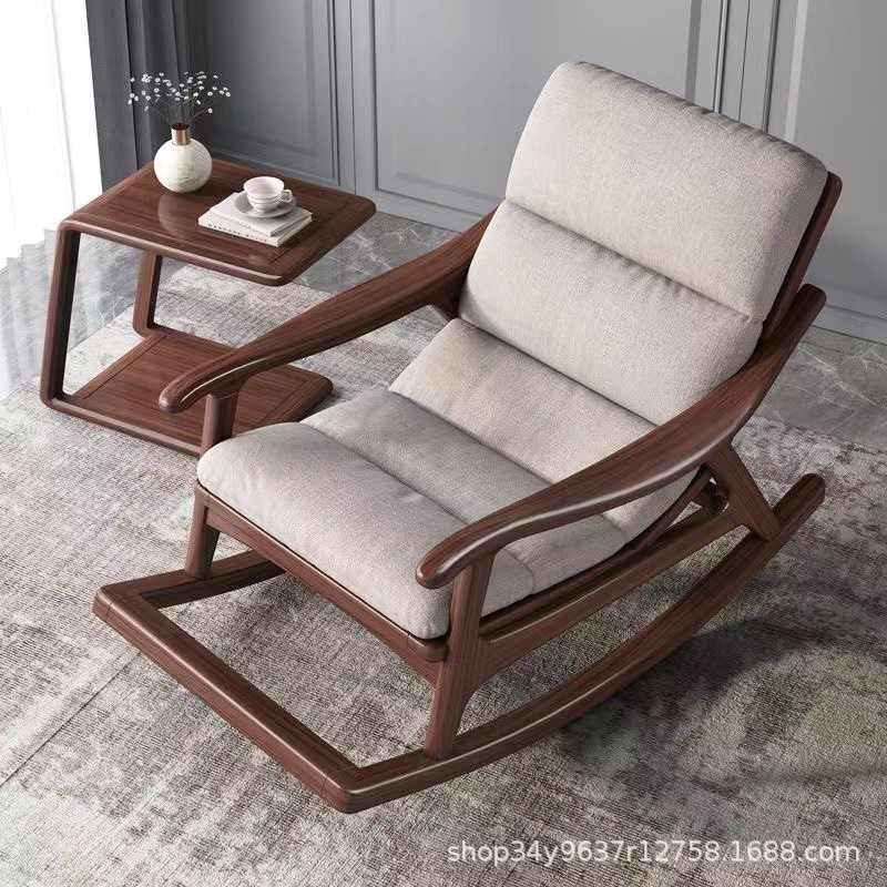 【FYS】New Chinese Style Solid Wood Rocking Chair Lazy Recliner Balcony ...