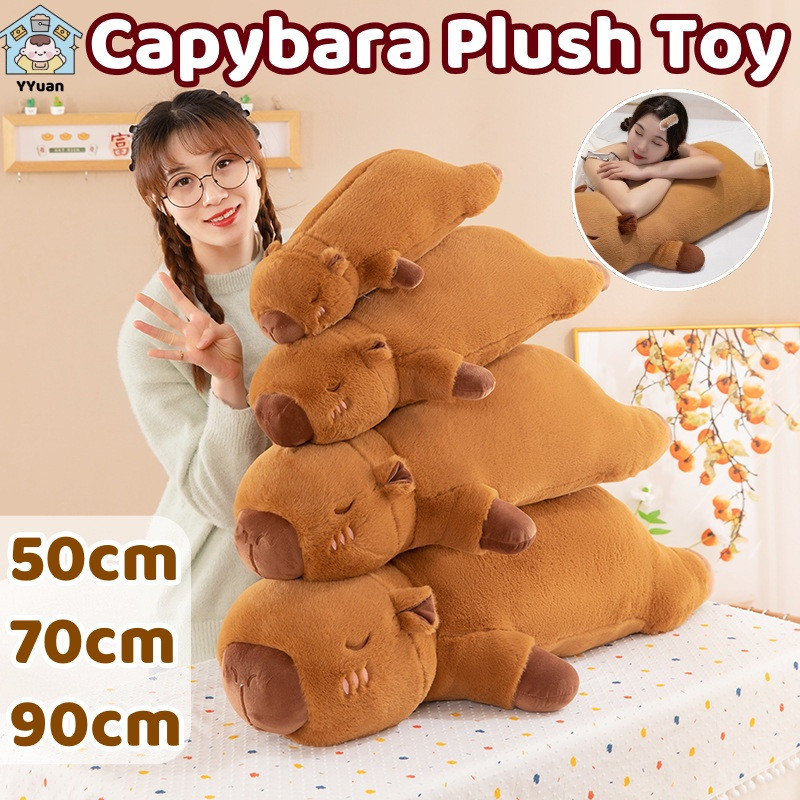 50/70/90cm Capybara Plush Toy Cartoon Stuffed Long Pillow Lying Style ...