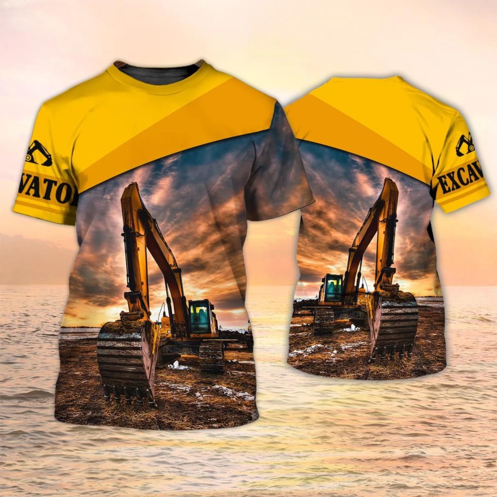 Excavator T-Shirts Heavy Equipment Operator 3D Print Men Women Fashion ...