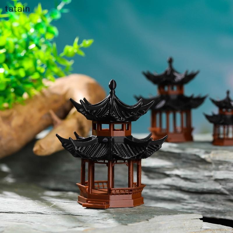 tatain Mini Pagoda Statue Ancient Building Model Pavilion Decorations ...