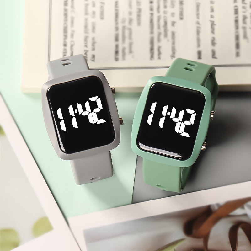 Student High-value Luminous LED Square Electronic Watch Simple Preppy ...