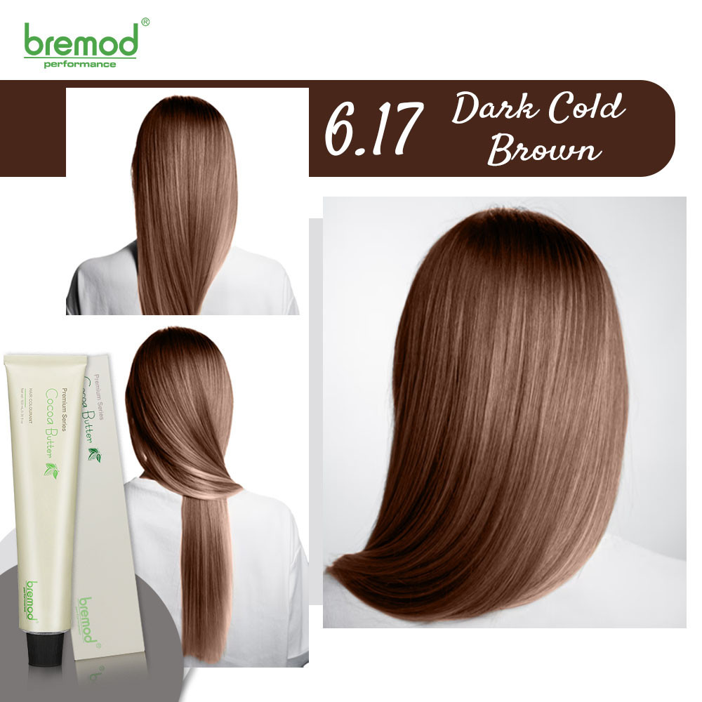 Bremod Cocoa Butter Hair Color 6.17 Dark Cold Brown Oxidizer 6% 9% 12% ...