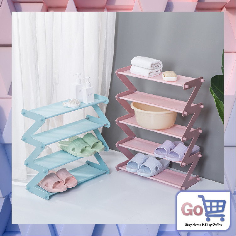 Go - H1169 Zig Zag Model 4 Tier Shoe Rack / 4 Tier Slipper Rack / Shoe ...