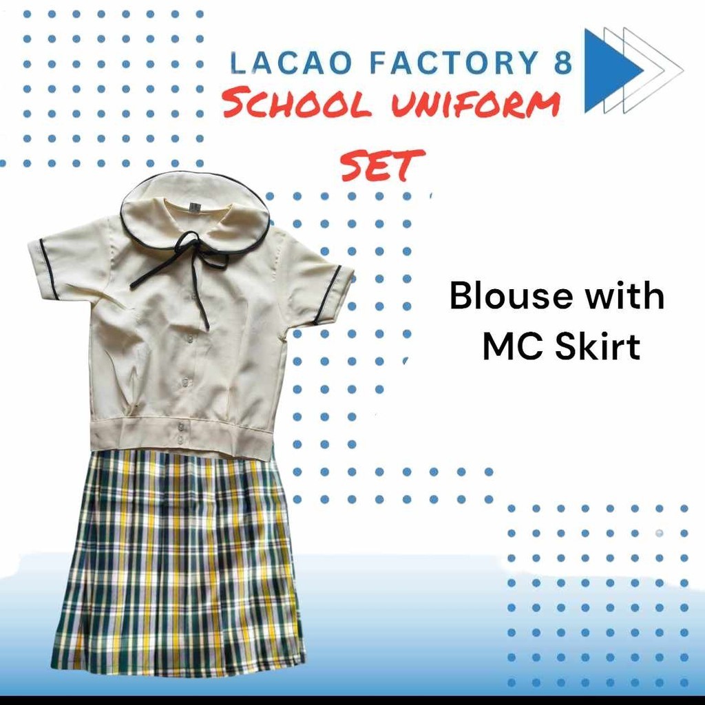 LF8 SCHOOL UNIFORM BLOUSE WITH PLEATEAD SKIRT FOR GIRLS MC BLOUSE WITH ...