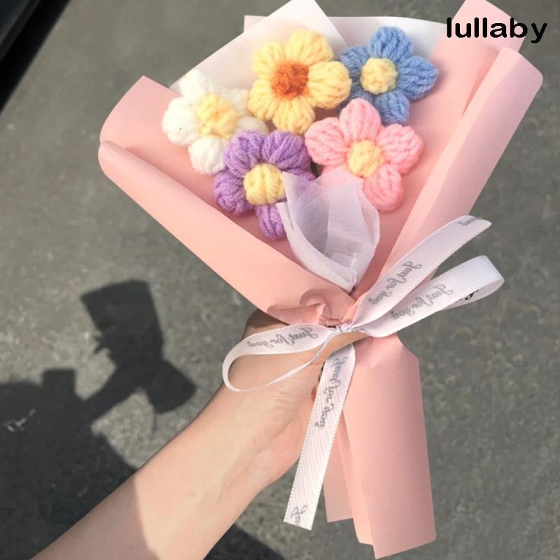 Mini Crochet Flowers Handmade Flower Bouquets Wedding Gift For Guest Colorful Artificial Flowers ...