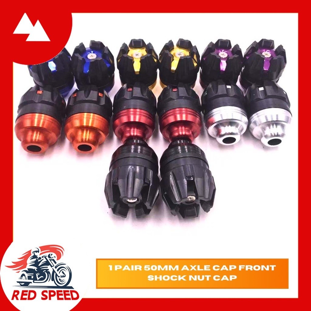 AXLE CAP 50MM FRONT SHOCK NUT CAP MOTORCYCLE 1 PAIR [RED SPEED ...